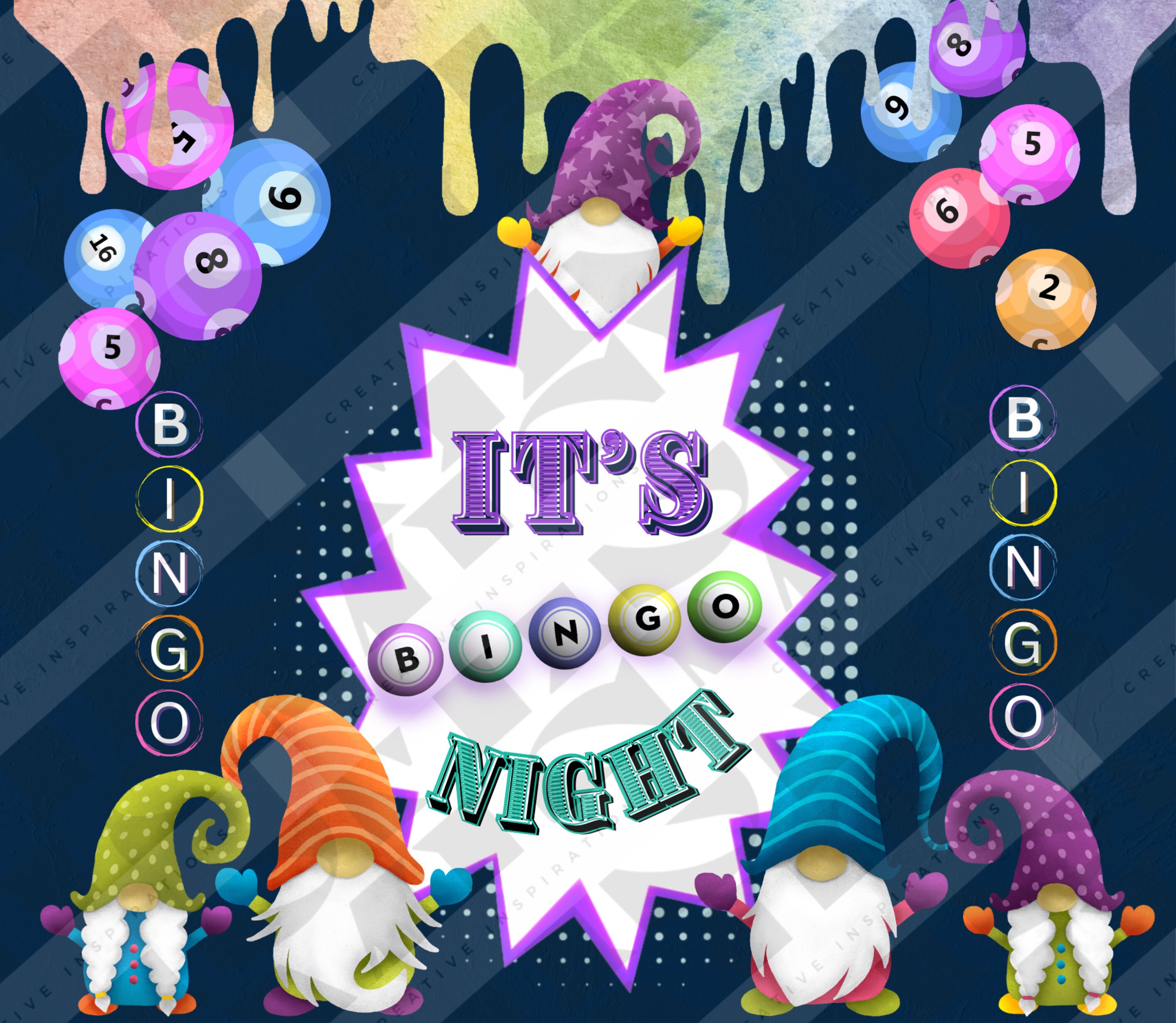 3 Designs Bingo Paint Drip 20oz Skinny Tumbler Digital - Etsy