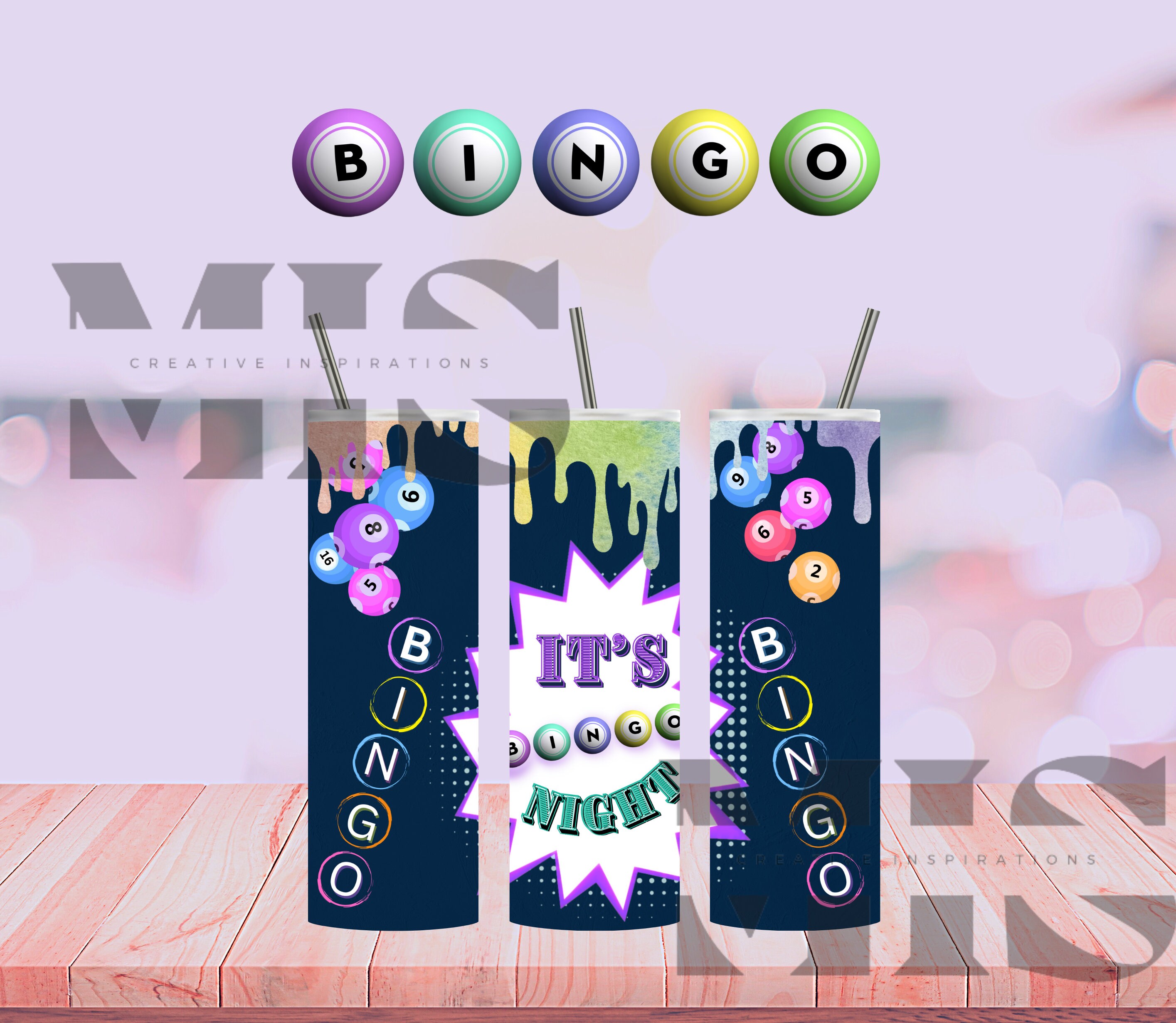 3 Designs, Bingo Paint Drip 20oz Skinny Tumbler Digital Download ...
