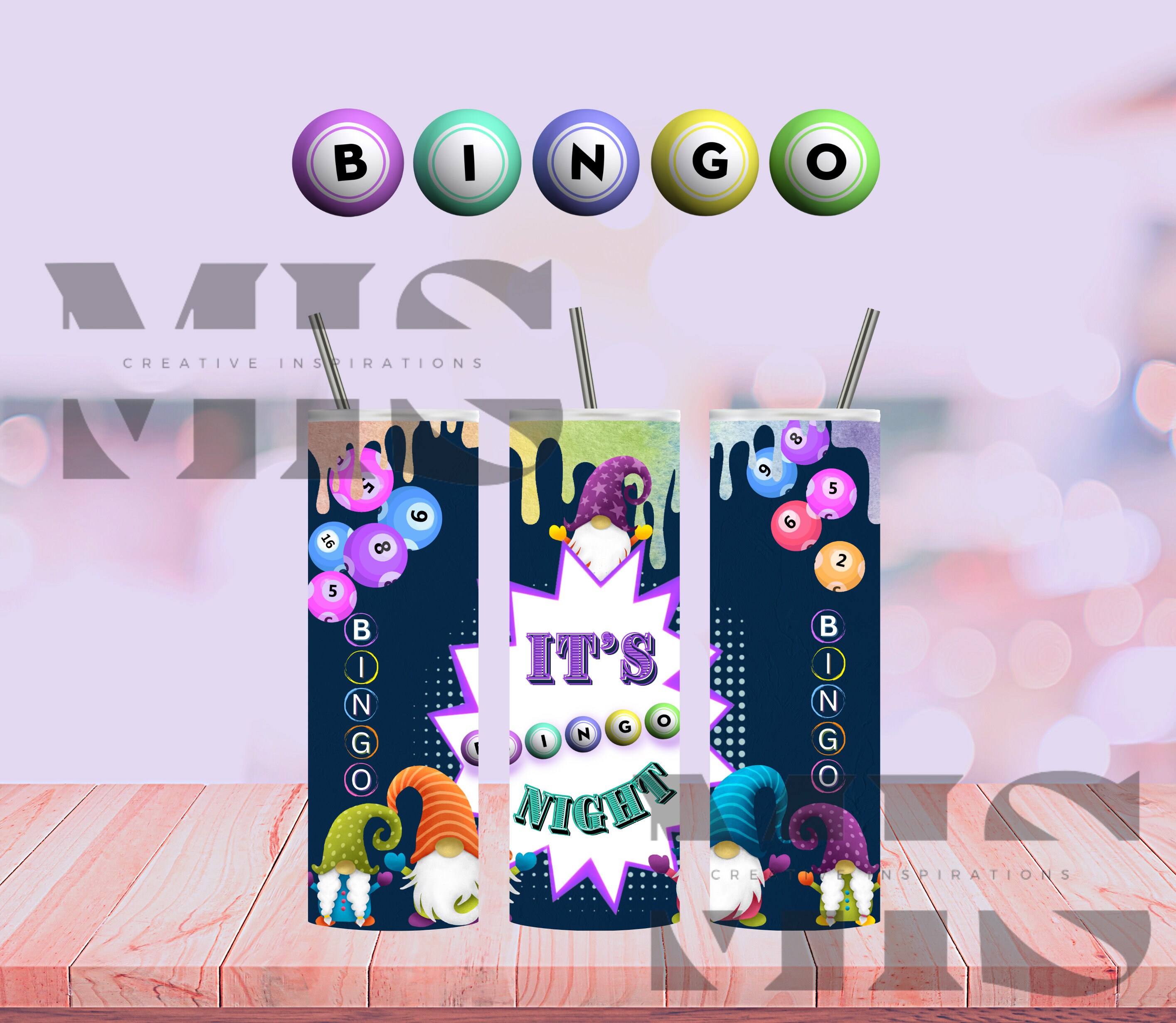 3 Designs, Bingo Paint Drip 20oz Skinny Tumbler Digital Download ...