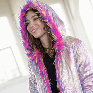 Pink Monster Trippy Funky Spiky Festival Faux Fur Disco Burning ...