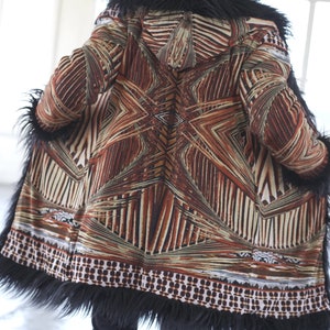Geo Burning Man Red Unique Fox Festival Coat Trippy Faux Fur Bohemian ...