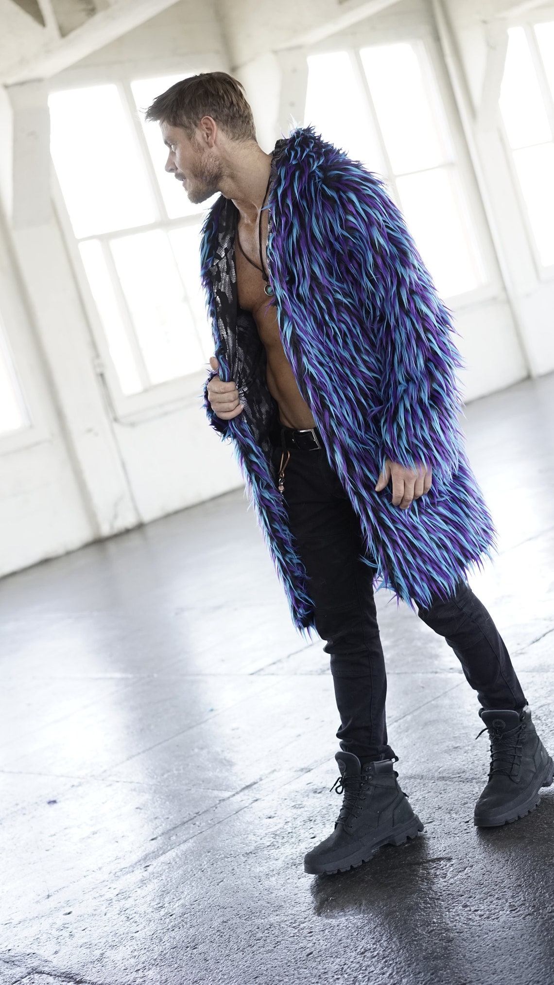 Trippy Fuzzy Monster Festival Faux Black Boho Funky Disco Burning ...