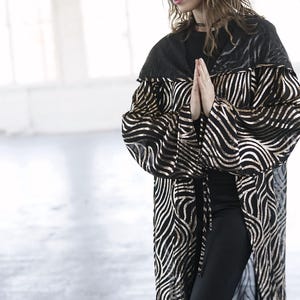 Magician Gold Hooded Long Cape Shiny Woman Festival Silk Linen Kimono ...