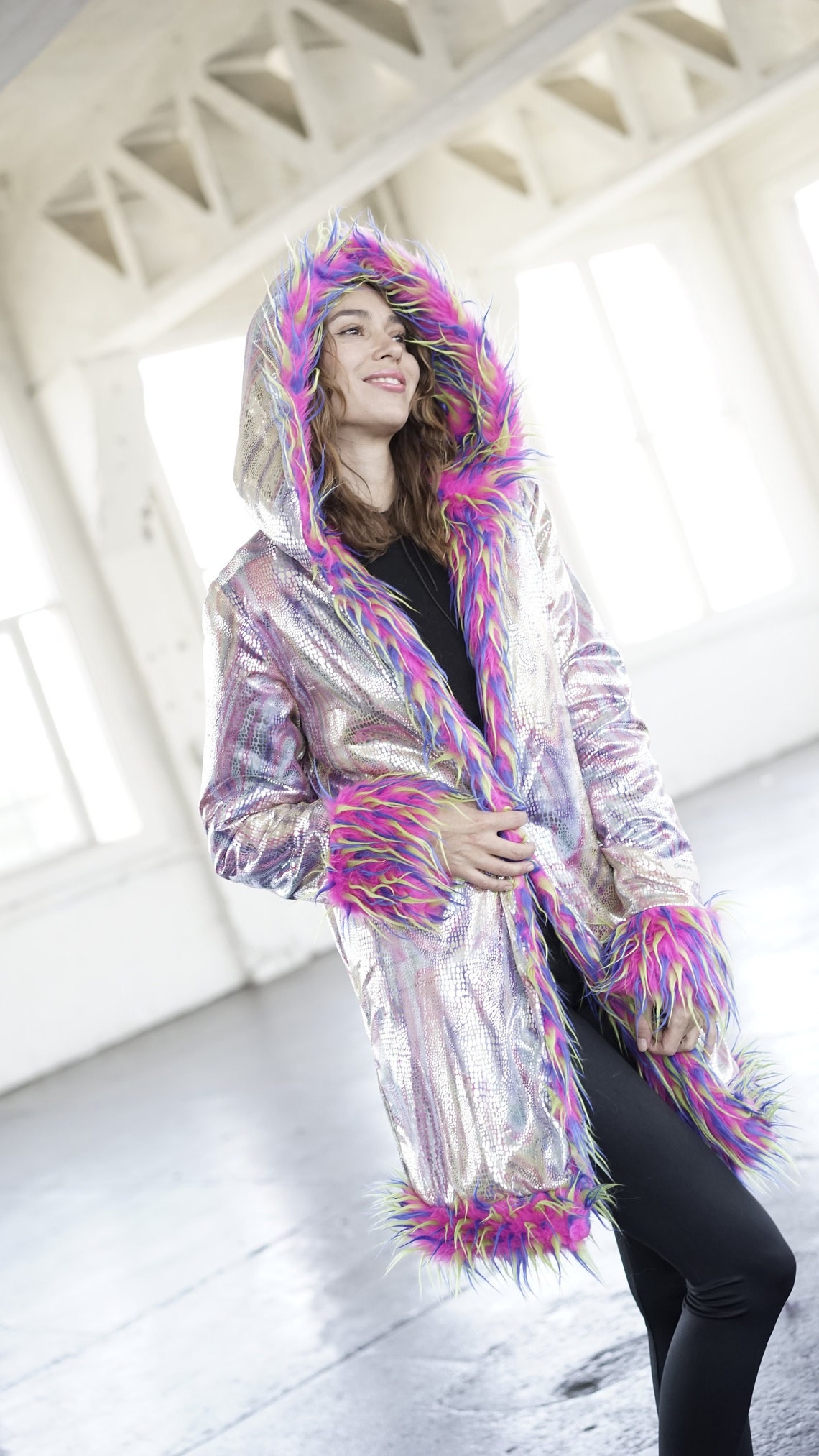 Pink Monster Trippy Funky Spiky Festival Faux Fur Disco Burning ...