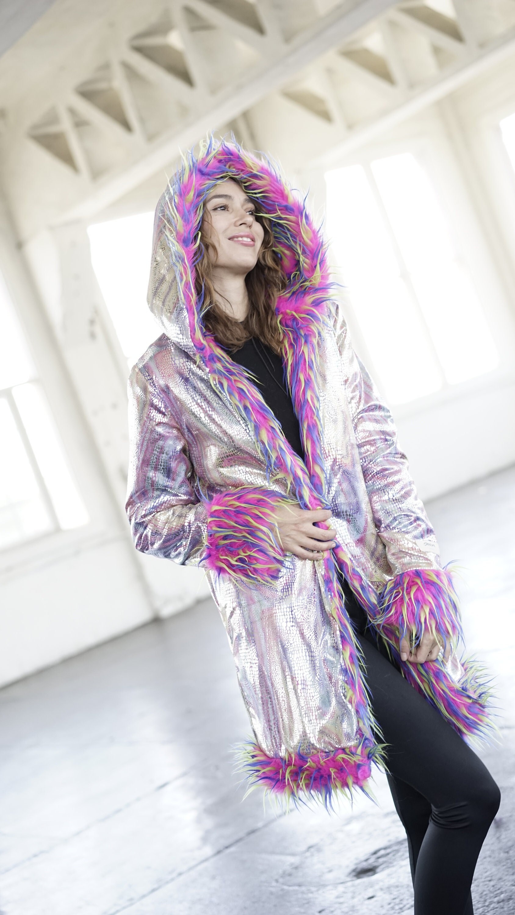 Pink Monster Trippy Funky Spiky Festival Faux Fur Disco Burning ...