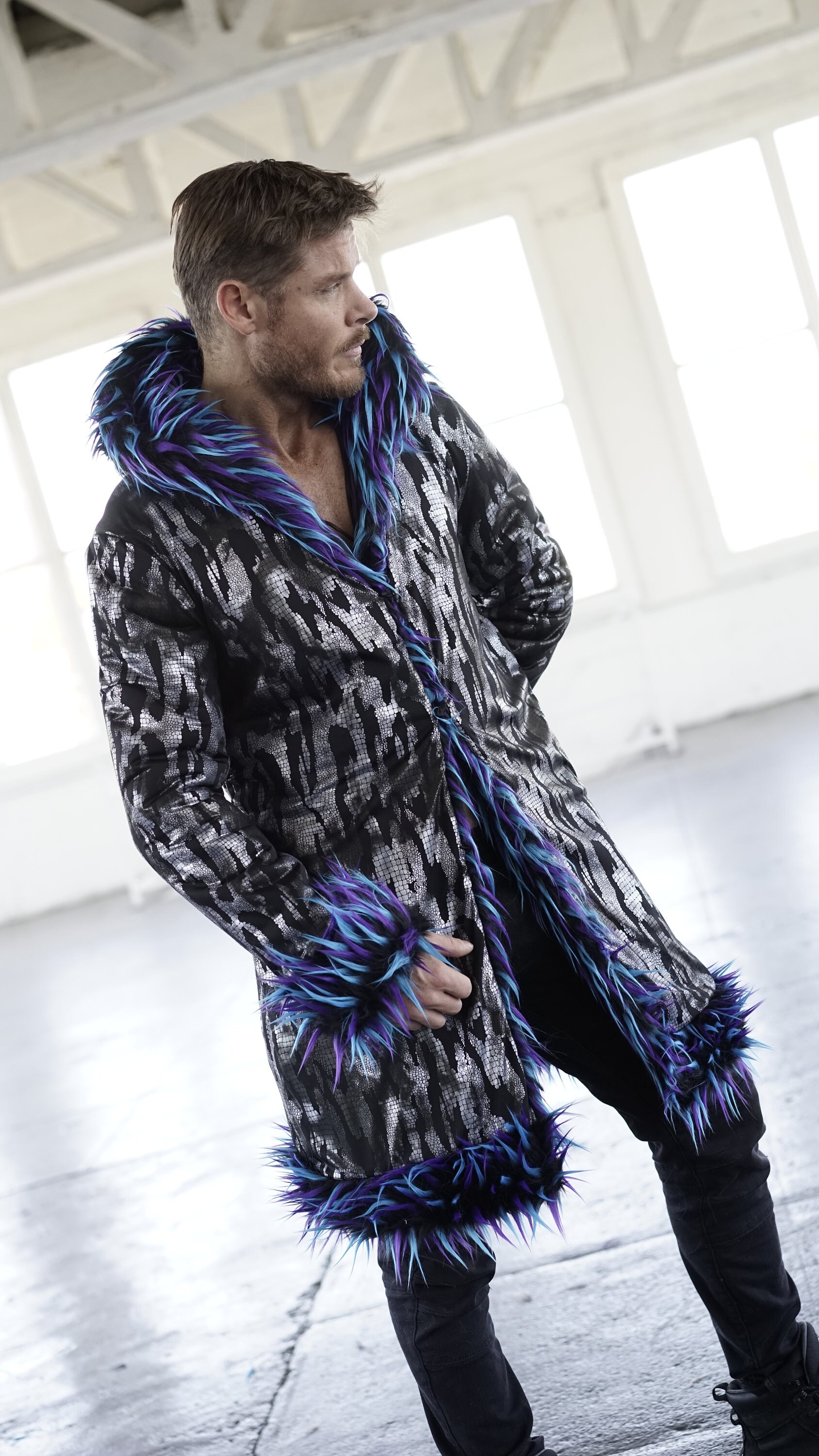 Trippy Fuzzy Monster Festival Faux Black Boho Funky Disco Burning ...