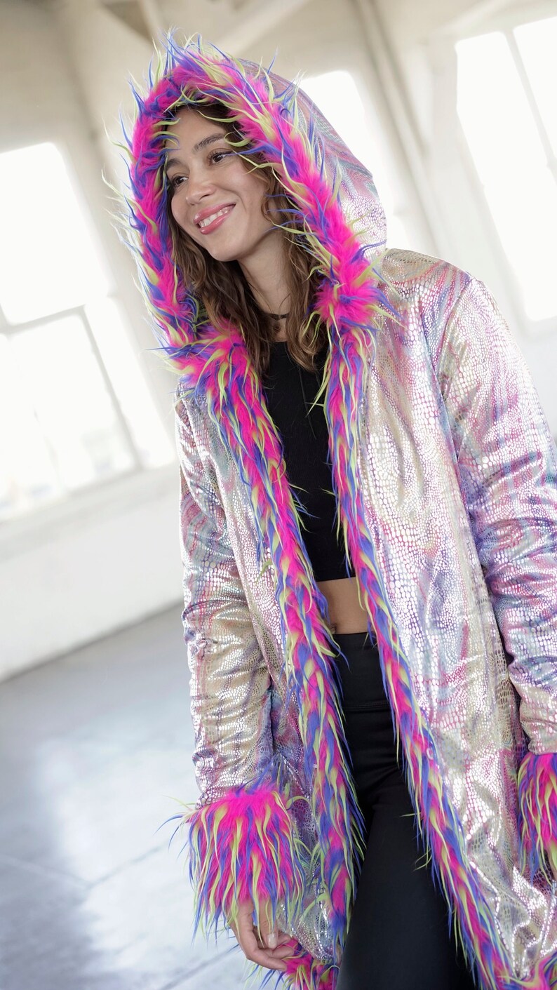 Pink Monster Trippy Funky Spiky Festival Faux Fur Disco Burning ...