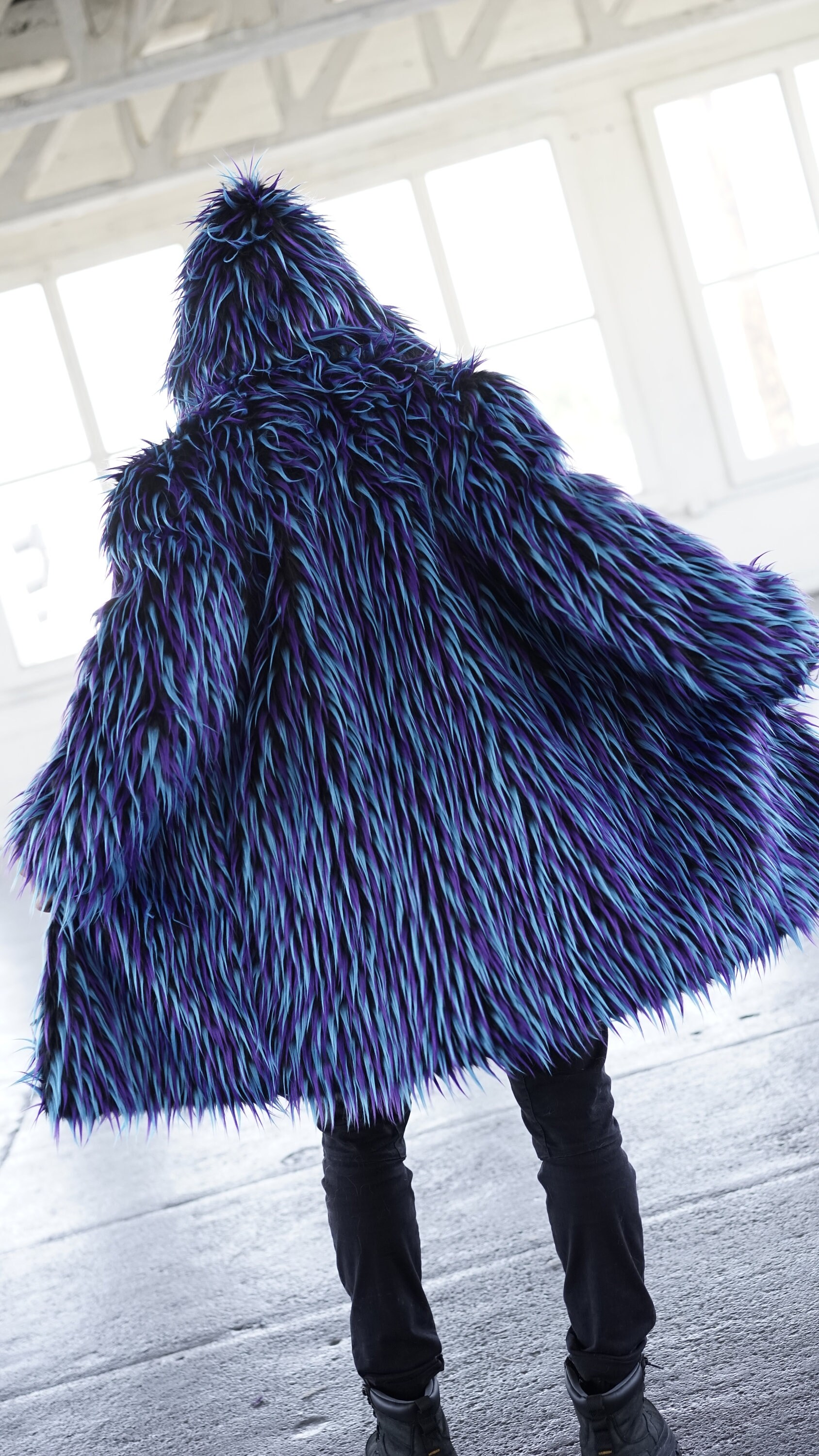 Trippy Fuzzy Monster Festival Faux Black Boho Funky Disco Burning ...