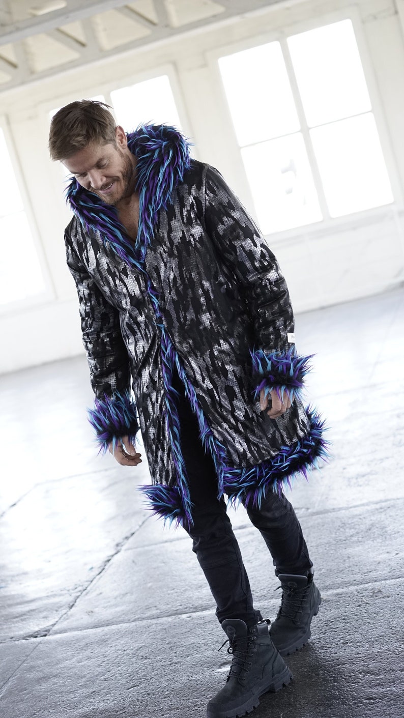 Trippy Fuzzy Monster Festival Faux Black Boho Funky Disco Burning ...