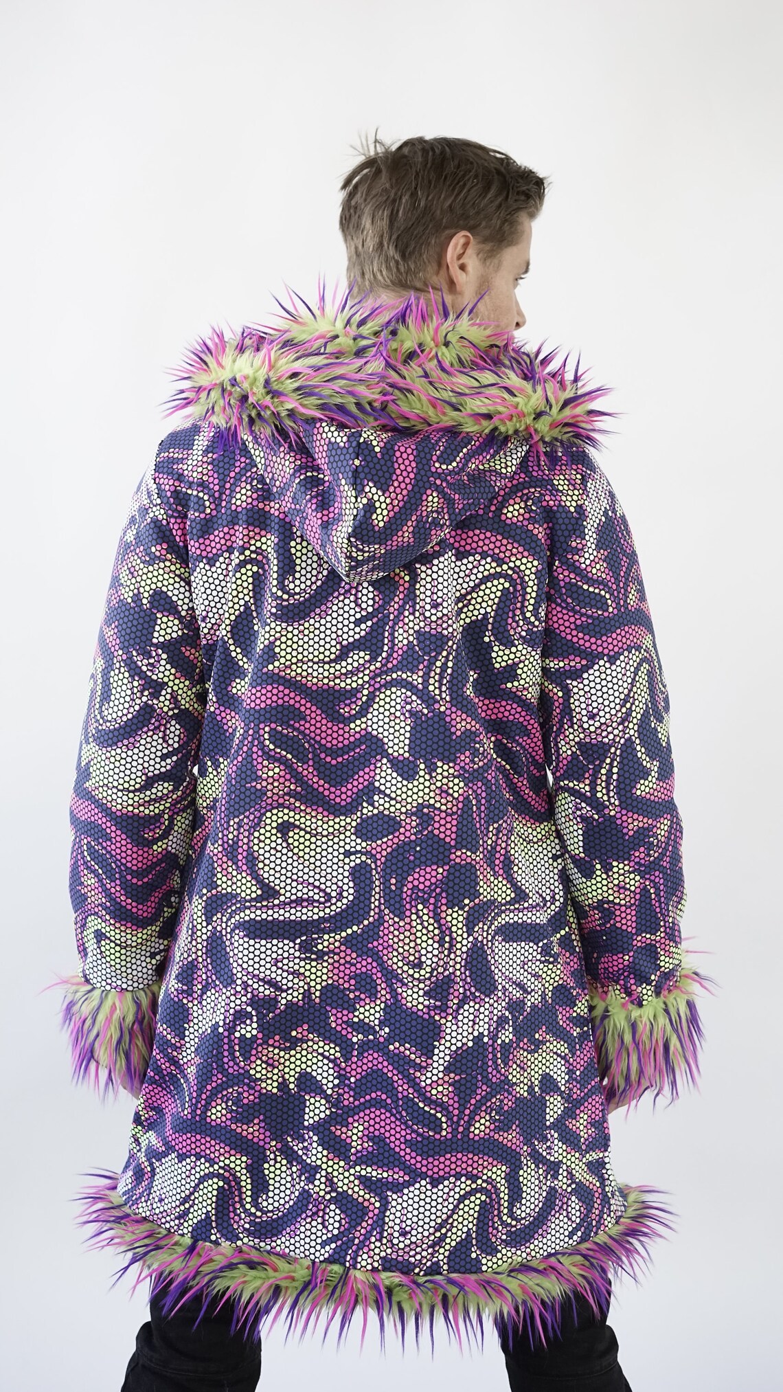 Neon Monster Trippy Funky Spiky Fuzzy Edgy Festival Faux Fur - Etsy