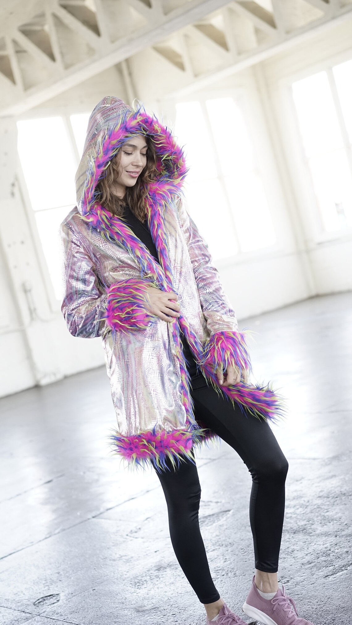 Pink Monster Trippy Funky Spiky Festival Faux Fur Disco Burning ...