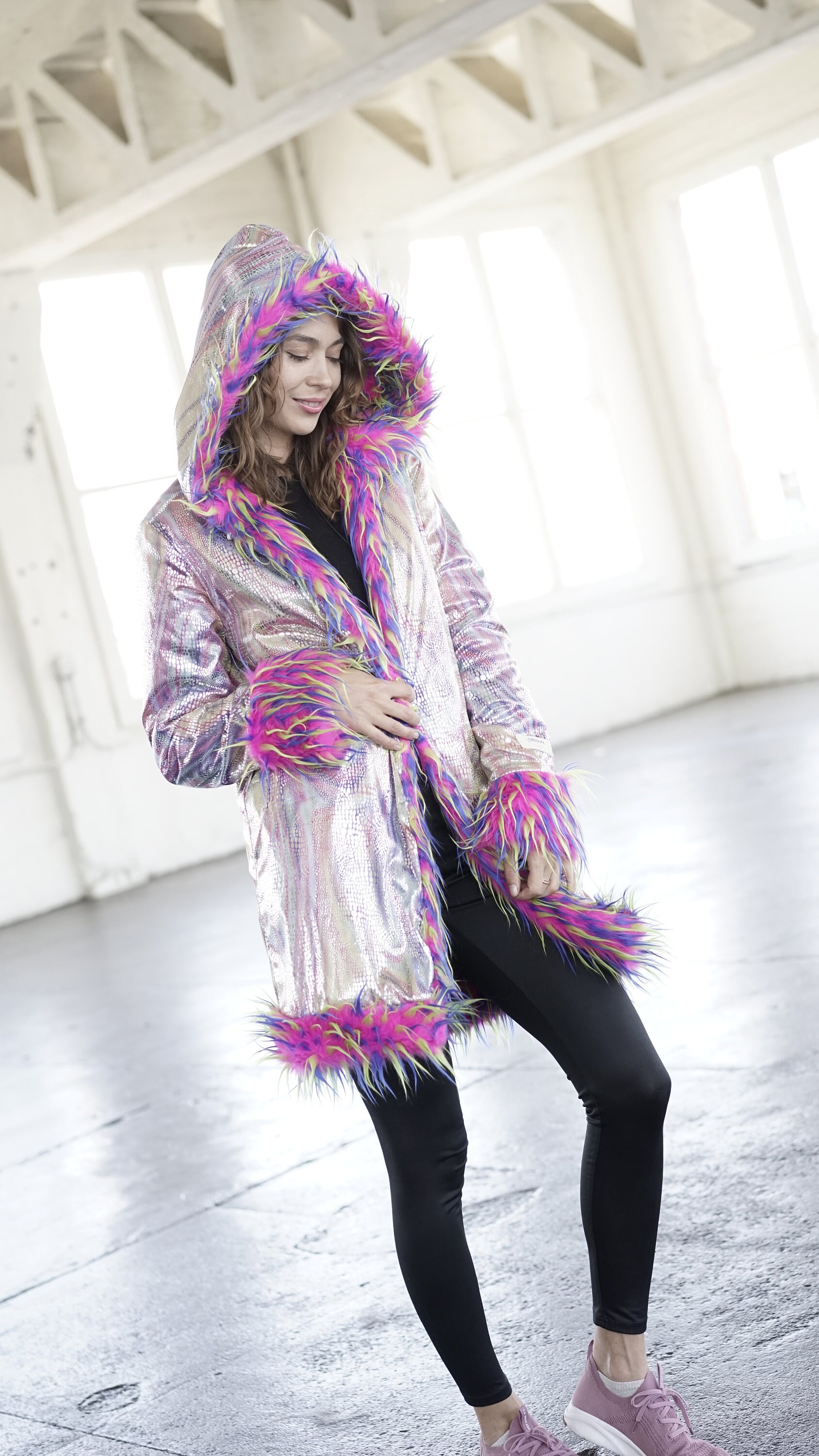 Pink Monster Trippy Funky Spiky Festival Faux Fur Disco Burning ...