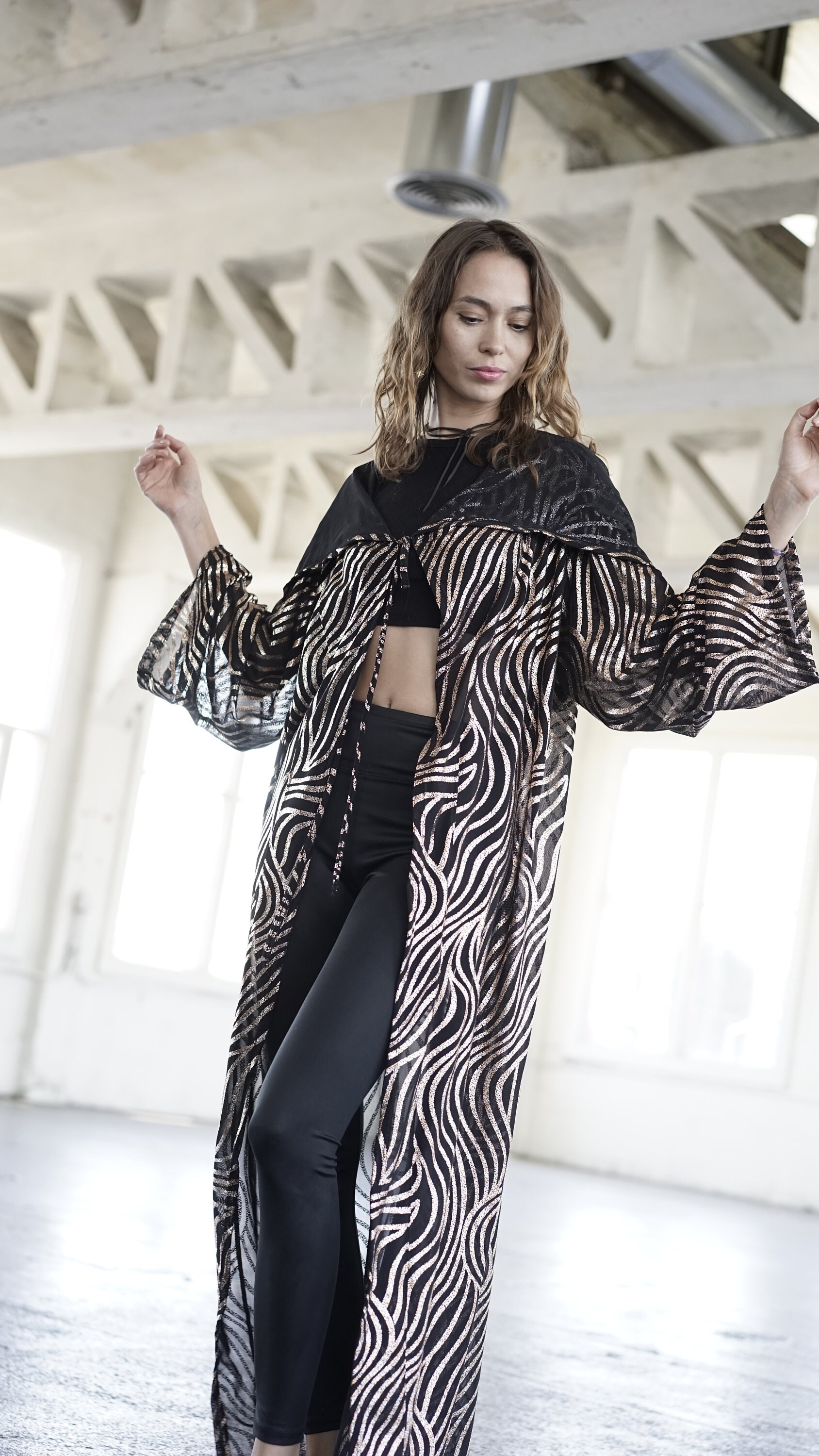 Magician Gold Hooded Long Cape Shiny Woman Festival Silk Linen - Etsy