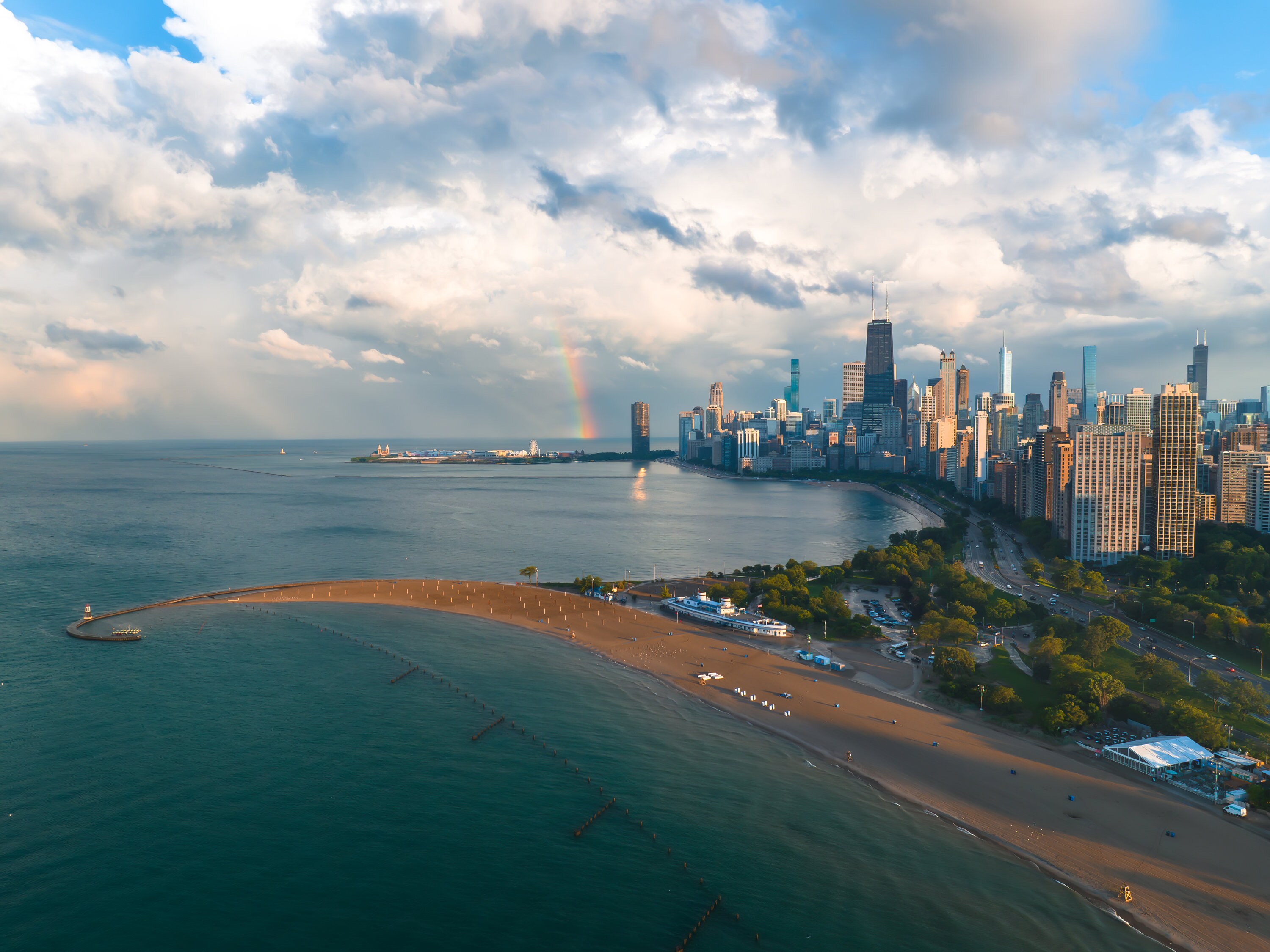 North Avenue Beach Rainbow, Chicago Skyline Wall Art, 24x18 to 40x30 ...