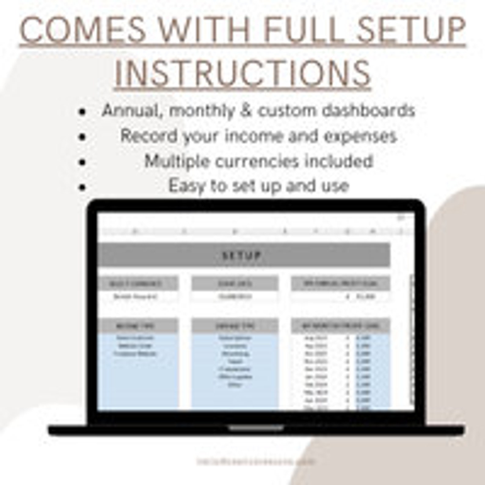 Income and Expense Tracker Spreadsheet Easy Bookkeeping Template ...