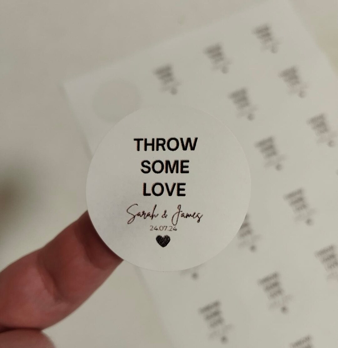 Throw Some Love Personalised Wedding Stickers / Labels, Wedding Favour ...