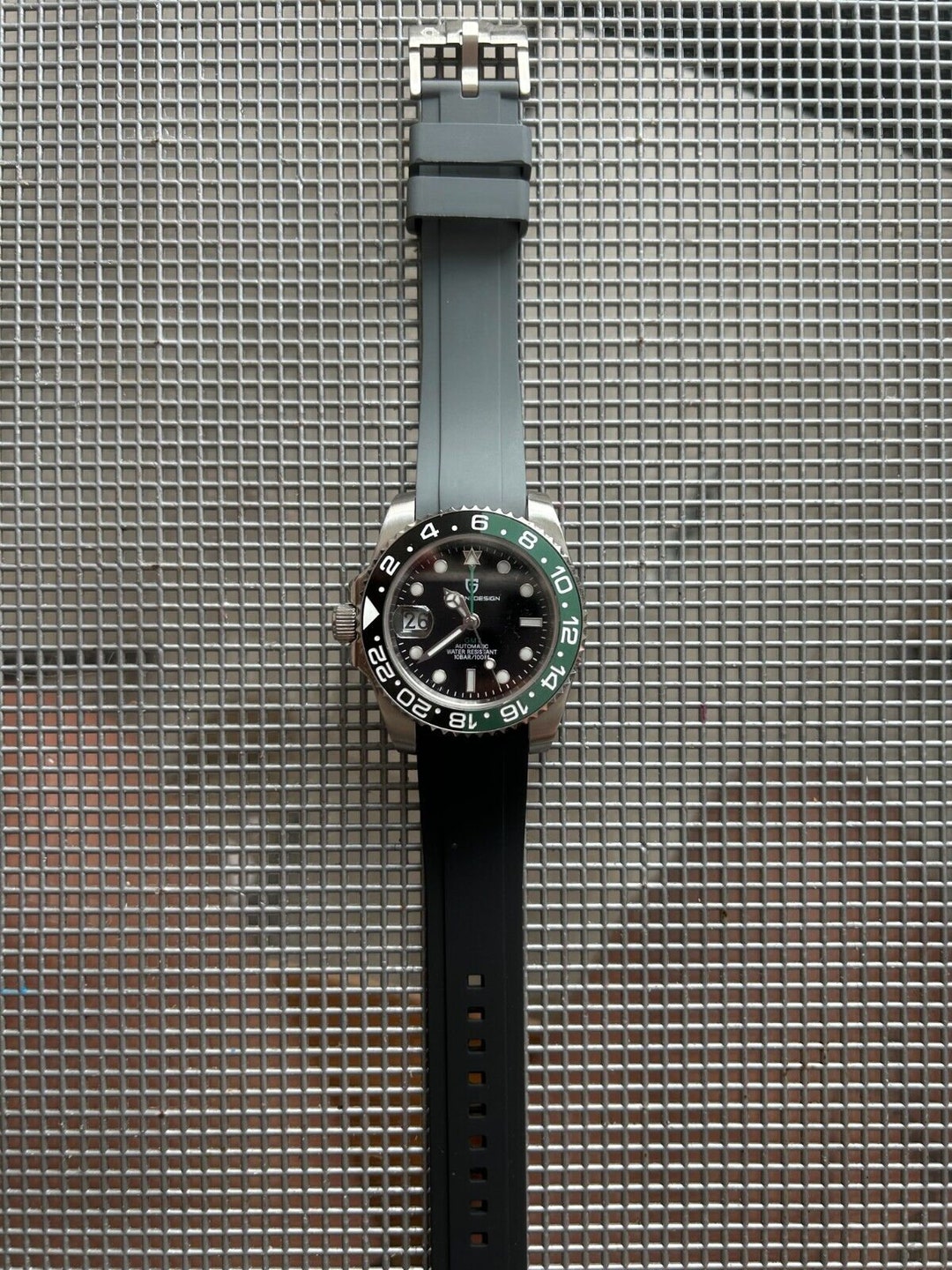 20mm Gray/black Vulcanized Caoutchouc Rubber Strap Rolex Gmt Sprite - Etsy