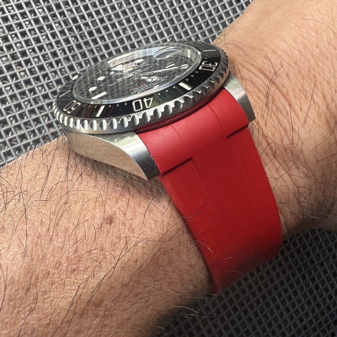 20mm Red & Green Set Vulcanized Caoutchouc Rubber Straps Rolex ...