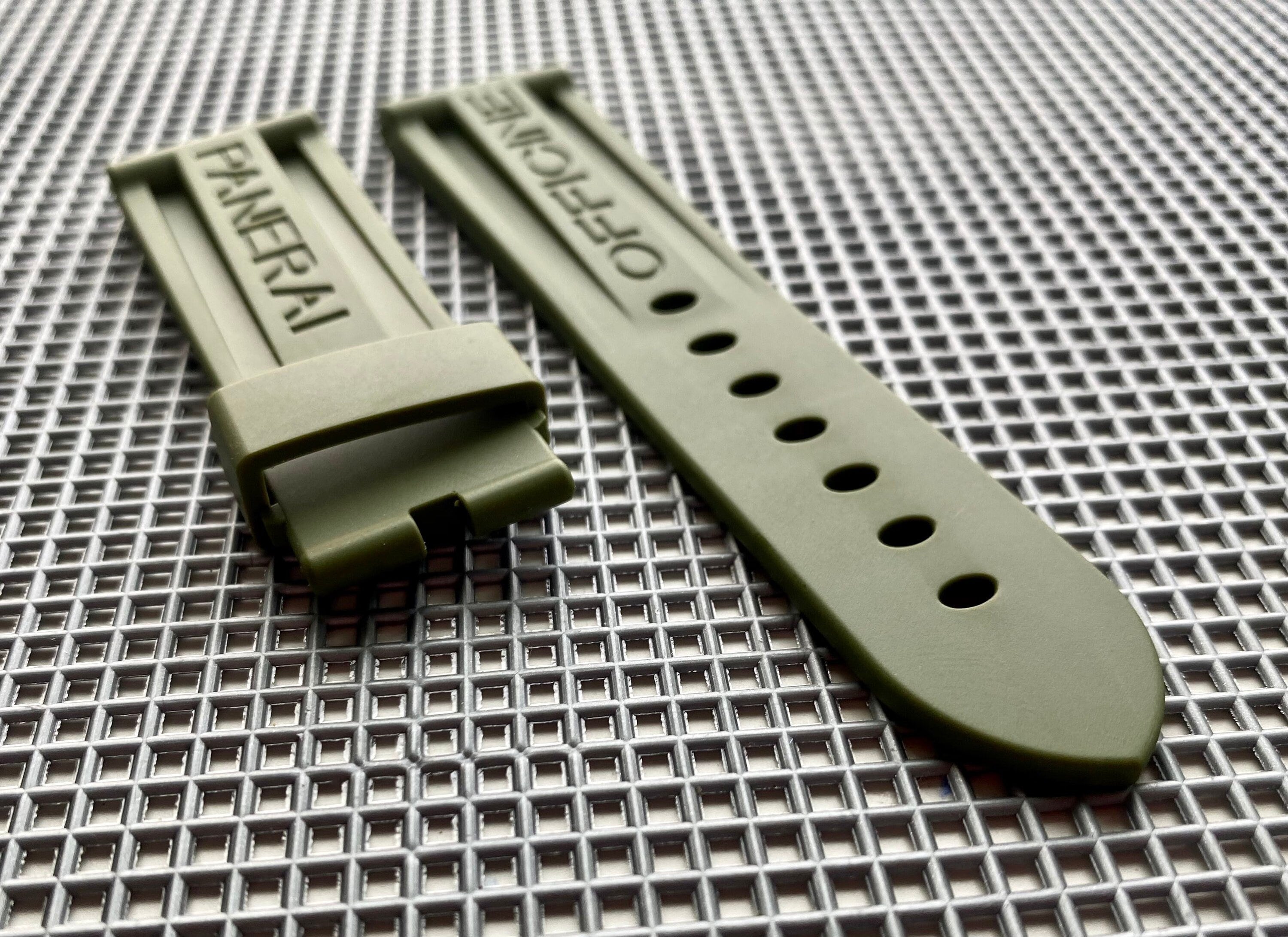 24mm GREEN Panerai Caoutchouc vulcanized Rubber Strap Band Xact to OEM ...