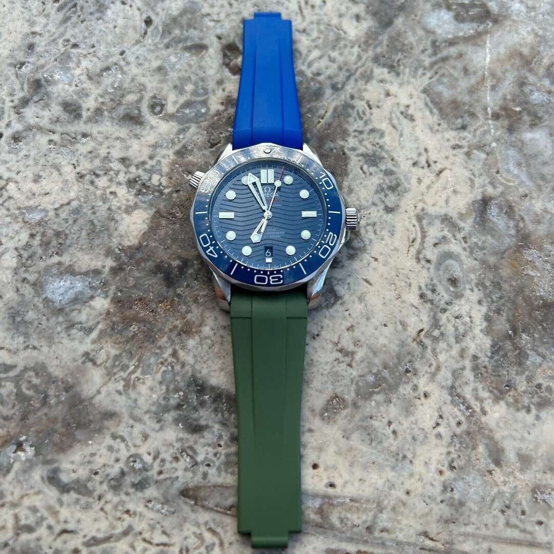 20mm Caoutchouc Rubber Strap Fkm Fitted curved Omega Watches Omega ...