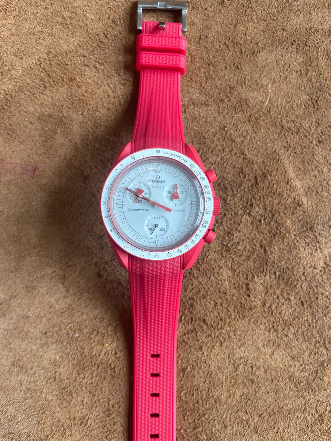 20mm Red Sailcloth Vulcanized Rubber Rolex Gmt Sub Swatch Moonswatch ...
