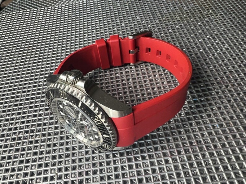 20mm Red & Green Set Vulcanized Caoutchouc Rubber Straps Rolex ...