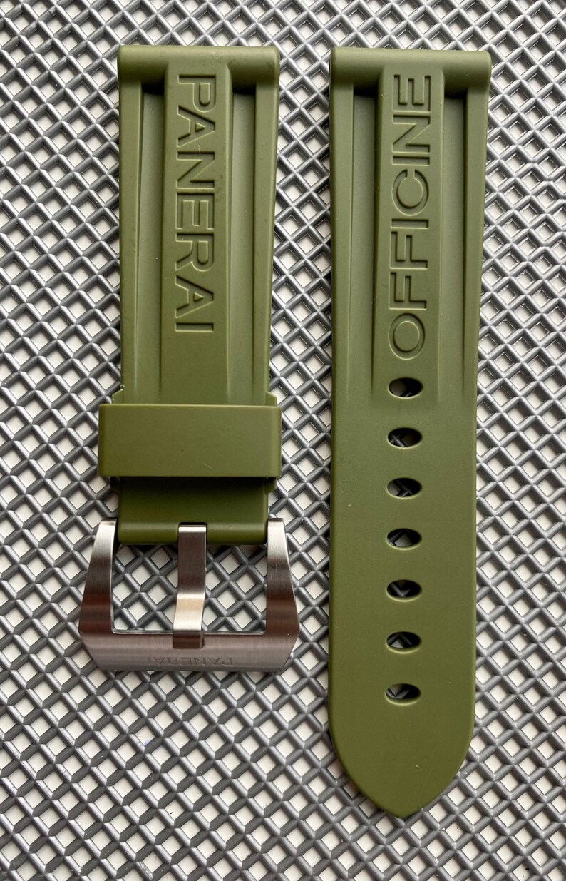 24mm GREEN Panerai Caoutchouc vulcanized Rubber Strap Band Xact to OEM ...