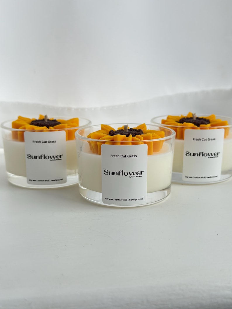 Daisy and Sunflower Candles | Glass Jar | 100g and 200g - Etsy UK