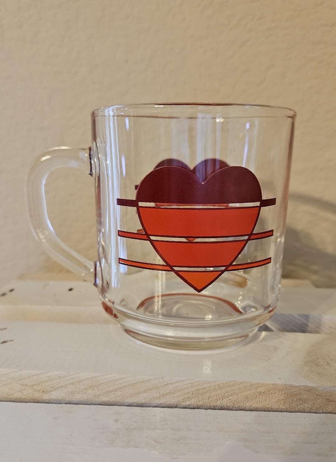1980's Luminarc Heart Coffee Mug Tea Cup Clear Glass - Etsy