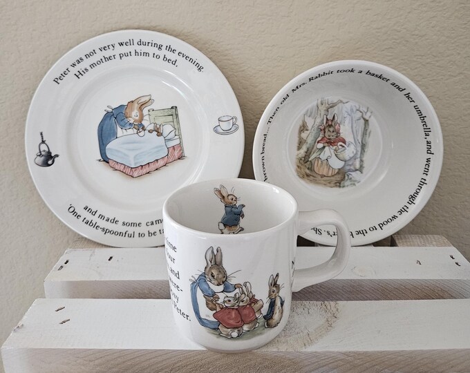 1993 Wedgwood Peter Rabbit 3 Piece Child's Dish Set Beatrix Potter - Etsy