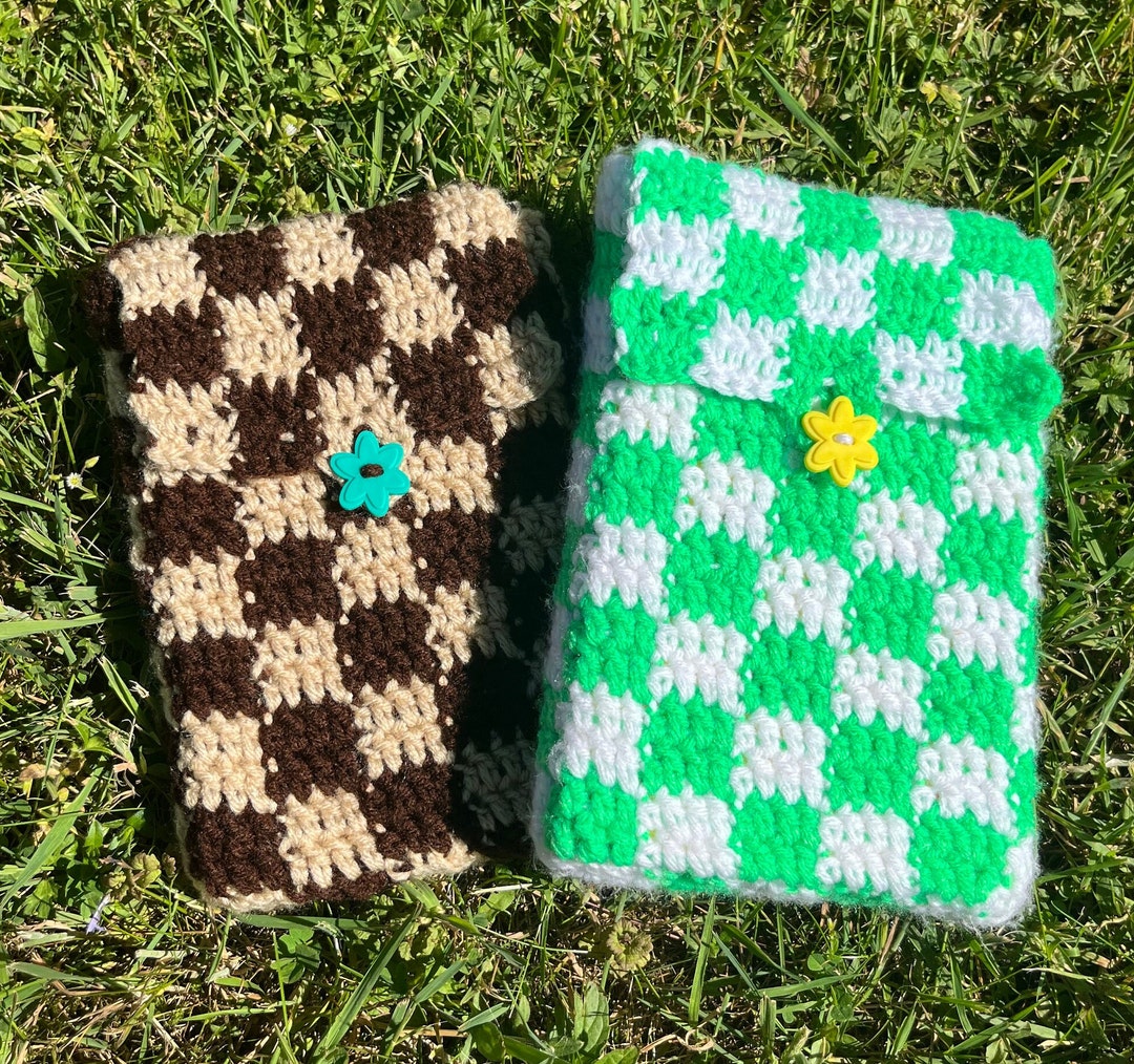 Crochet Checkered Book Cover - Etsy