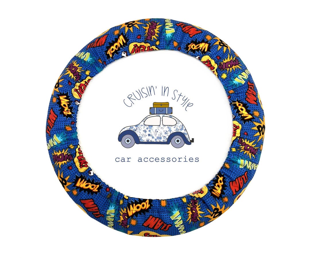 Comic Book Words, Zoom Pow Slam Wow Wham Super, Steering Wheel Cover ...