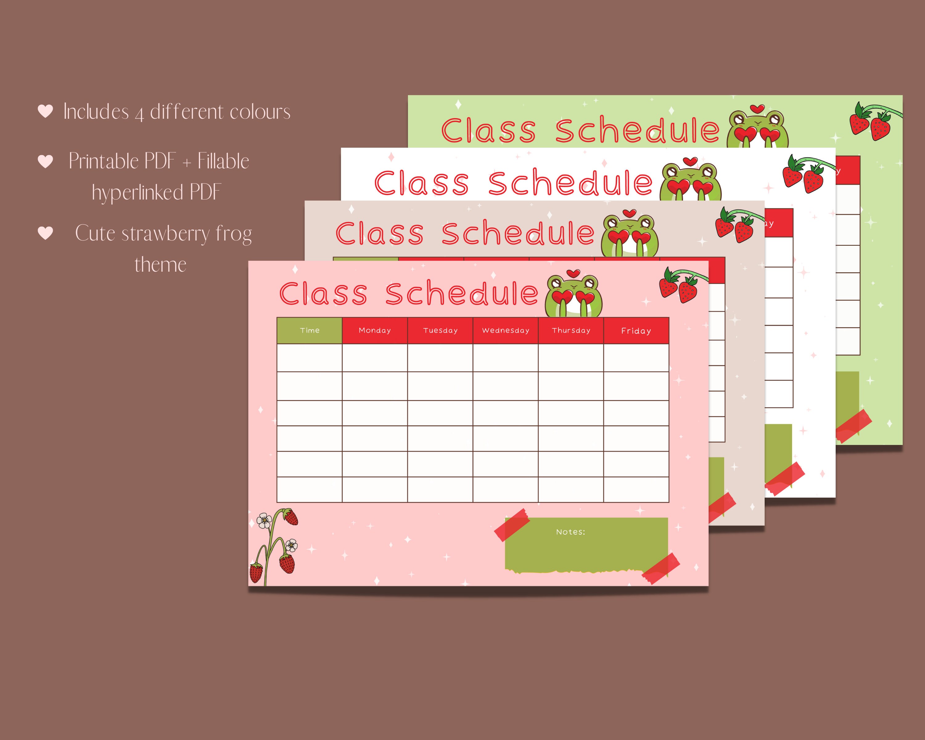 Printable/fillable Class Schedule Instant Download PDF - Etsy