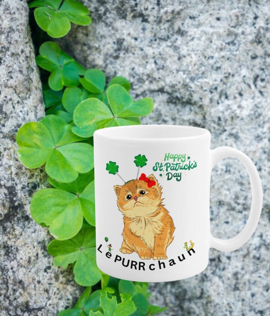 St Patrick's Day Cat Coffee Mug, 11 Oz Ceramic Two-tone Luck of the ...
