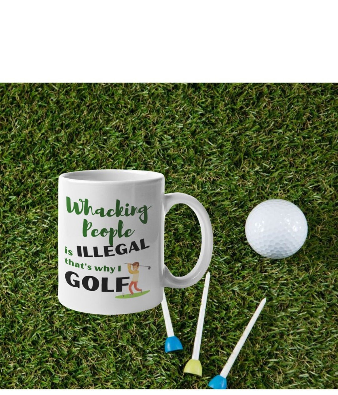 Funny Golfer Coffee Cup, 11 Oz Ceramic Dad Day Golf Mug, Whacking ...