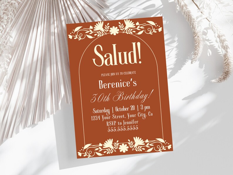 Salud Thirty Birthday Invitation, 30th Birthday, Any Age Editable ...
