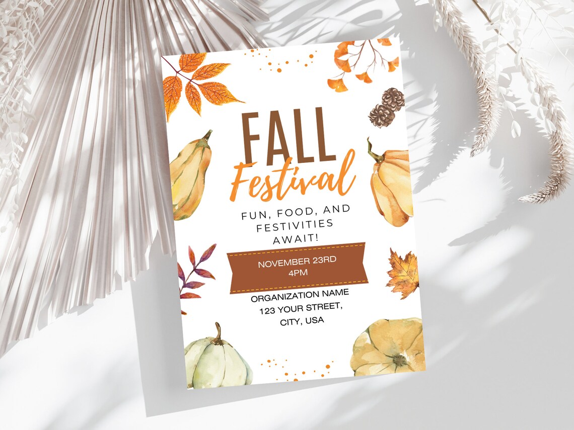 Fall Festival Invitation Flyer, Harvest Festival, Church, School ...