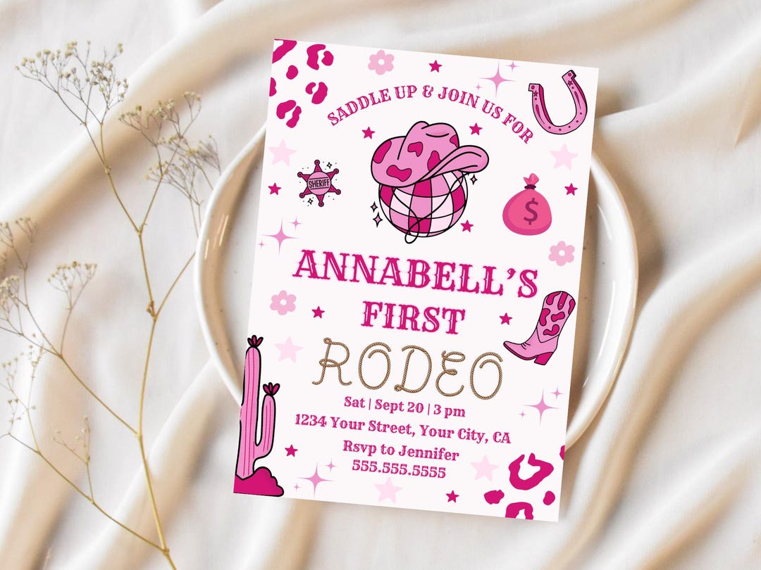 Pink Cowgirl Birthday Invitation: Editable Western Theme (digital ...