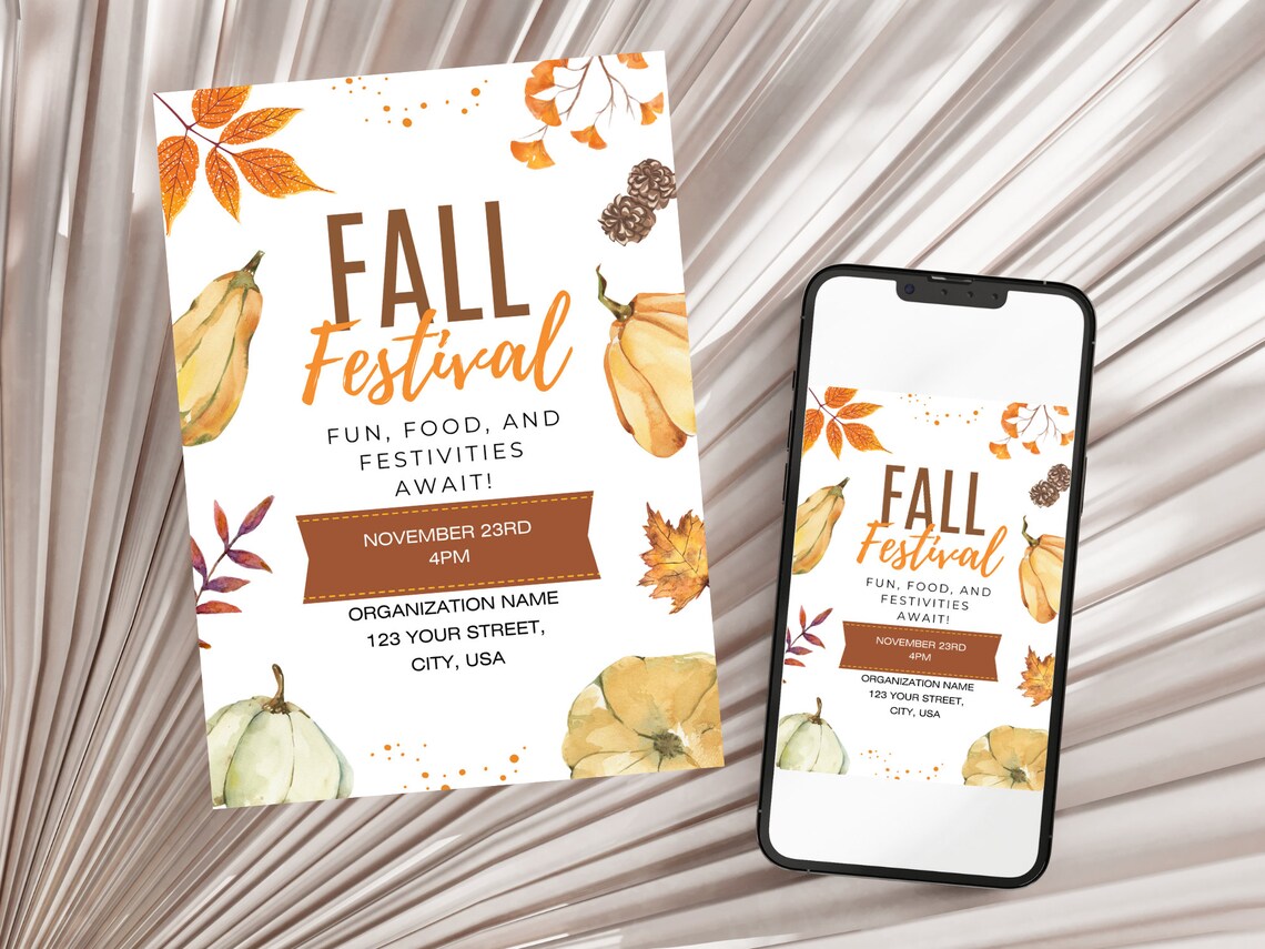 Fall Festival Invitation Flyer, Harvest Festival, Church, School ...