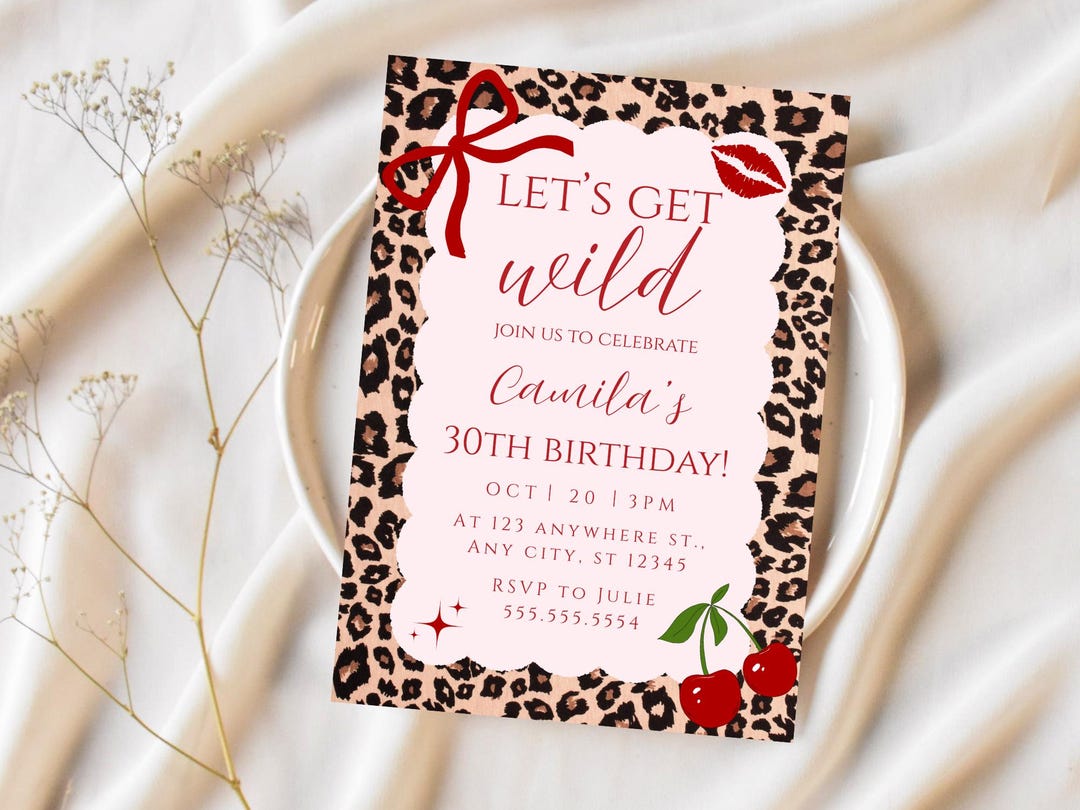 Editable Cheetah Print Invite, Leopard Invitation, Any Age Editable ...