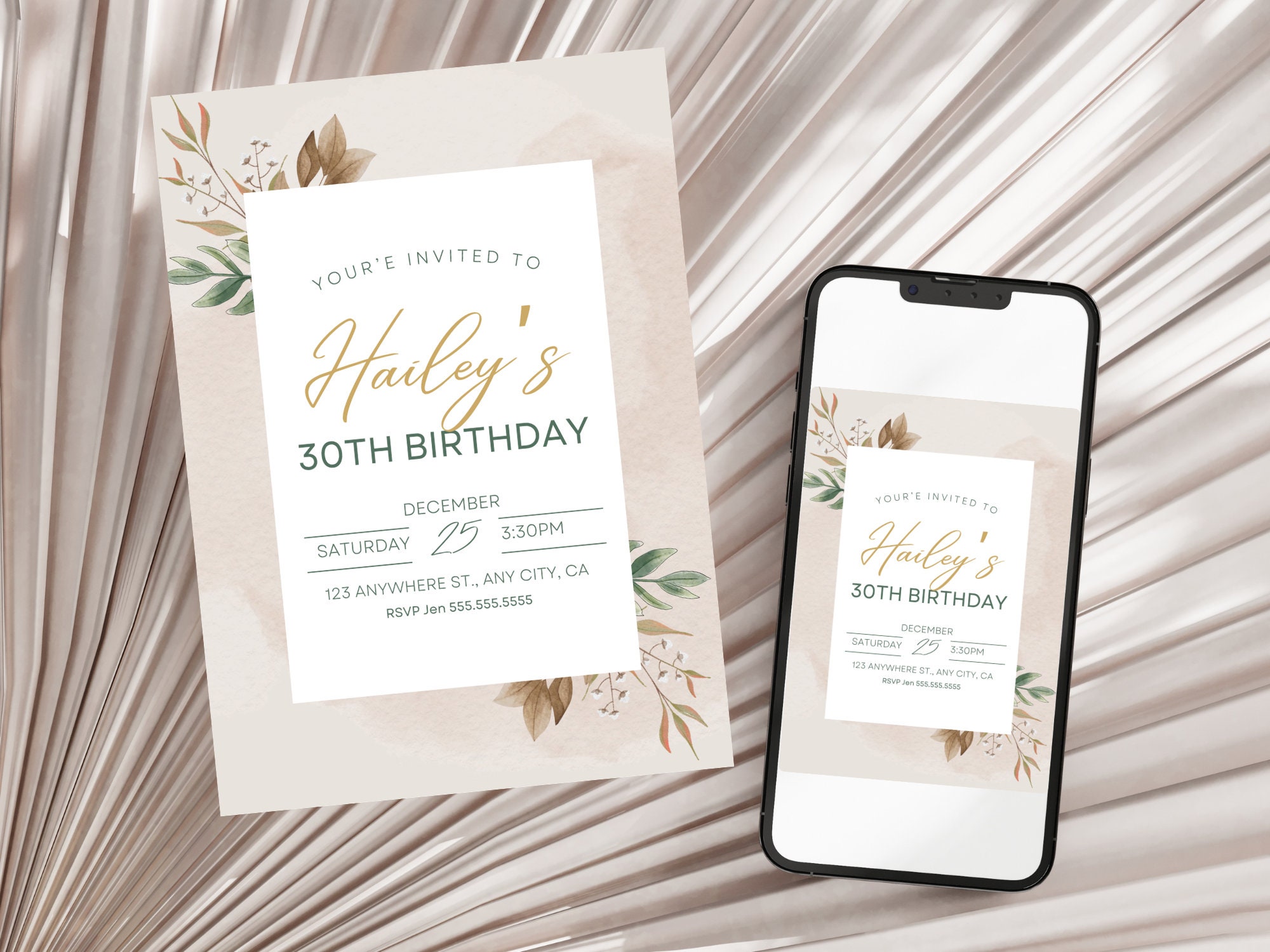 Boho Birthday Invitation, 30th 40th 50th Birthday Invite, Any Age ...