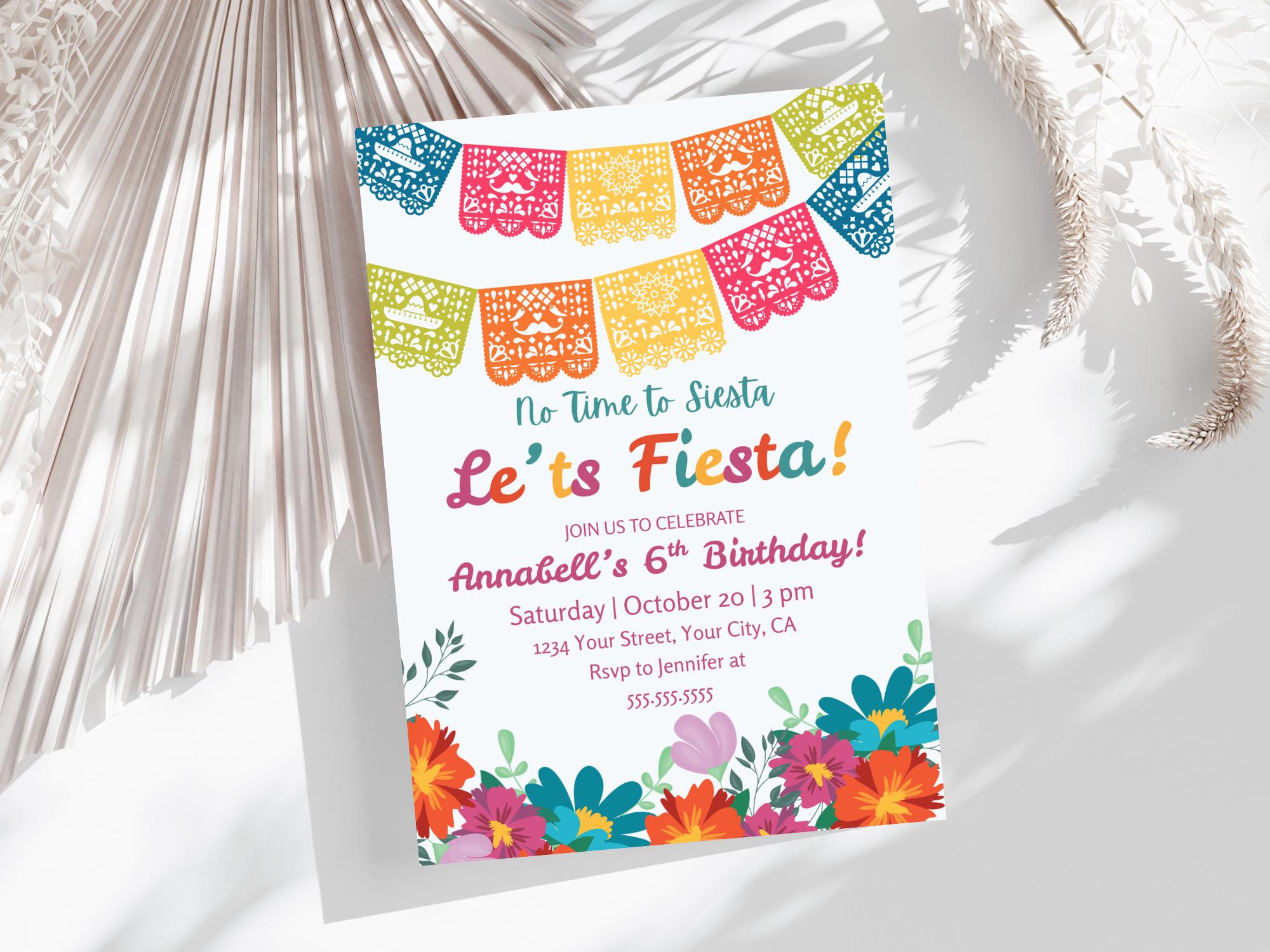 Fiesta Birthday Party Invitation, Let's Fiesta Invite, Fiesta Party ...