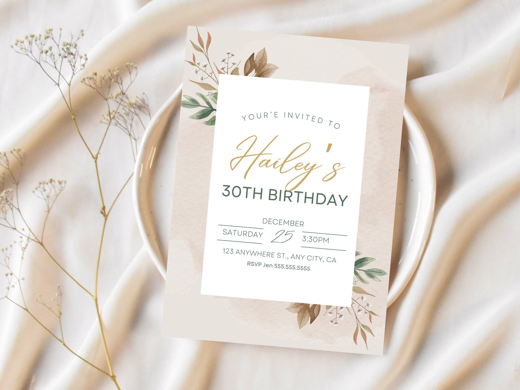 Boho Birthday Invitation, 30th 40th 50th Birthday Invite, Any Age ...