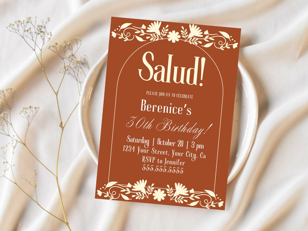 Salud Thirty Birthday Invitation, 30th Birthday, Any Age Editable ...