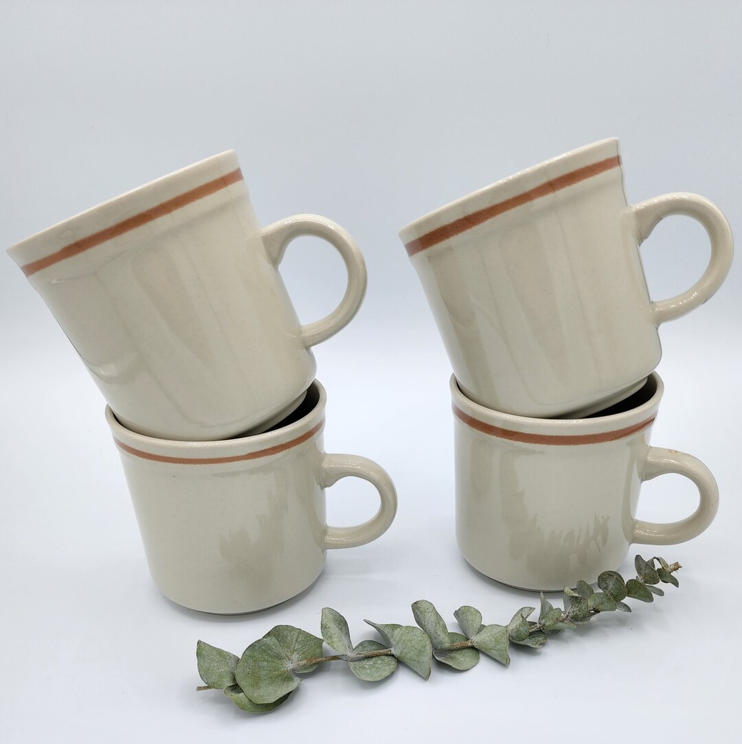 Vintage Mioko Stoneware Brown Striped Boho Mugs Set of 4 - Etsy