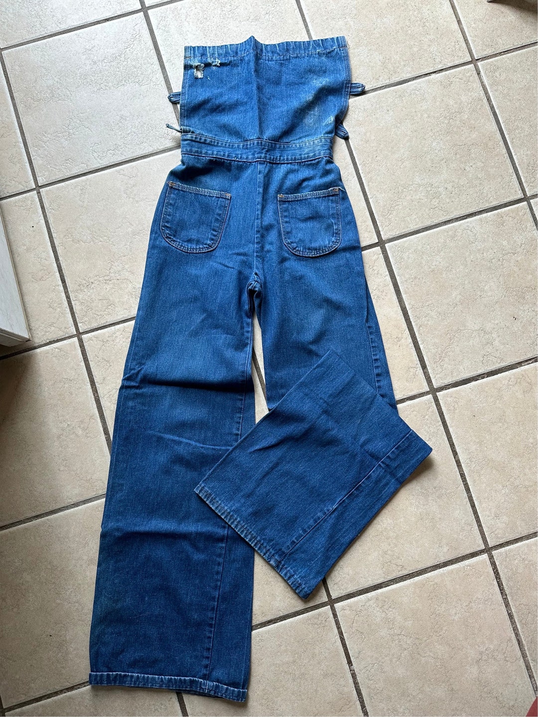 Vintage H.i.s. Jean Halter Top Overalls With Plaid Tie Size XXS - Etsy