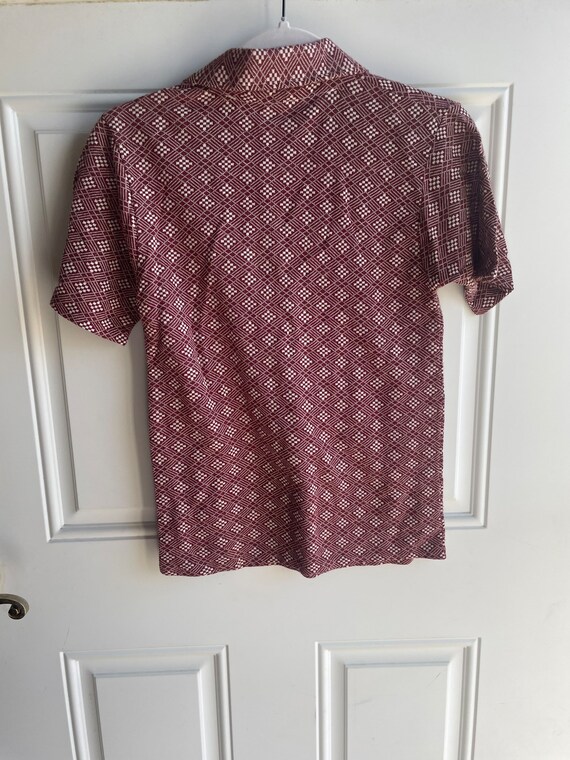 Vintage polo in burgundy and white geometric shape - Gem