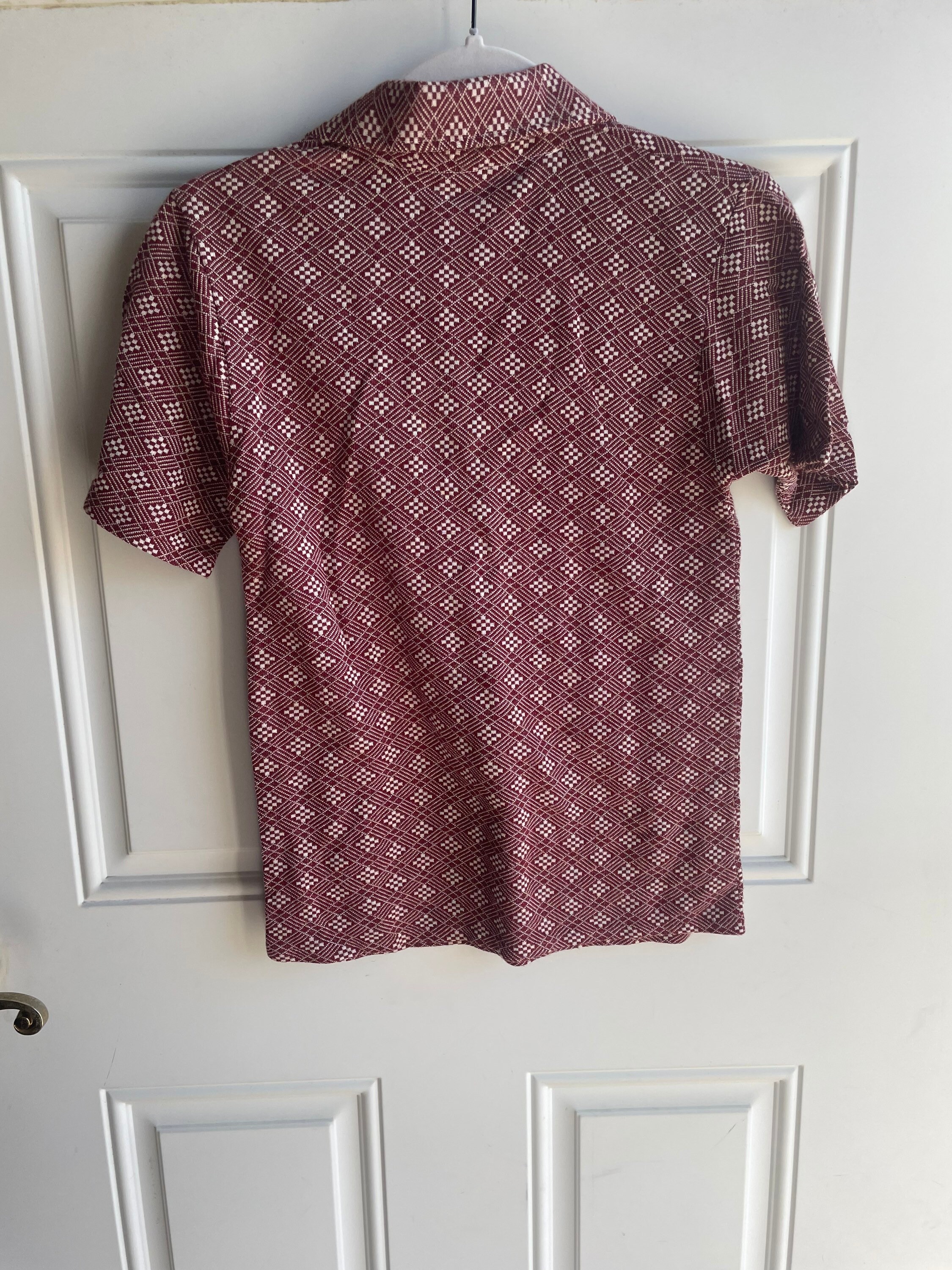 Vintage Polo in Burgundy and White Geometric Shape - Etsy