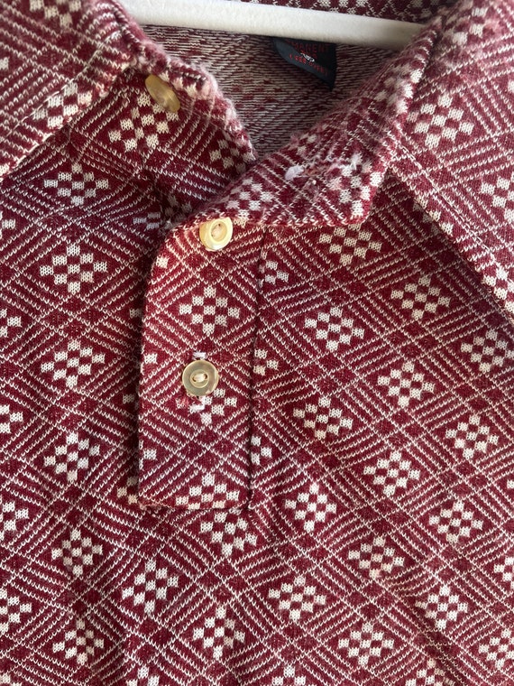 Vintage polo in burgundy and white geometric shape - Gem