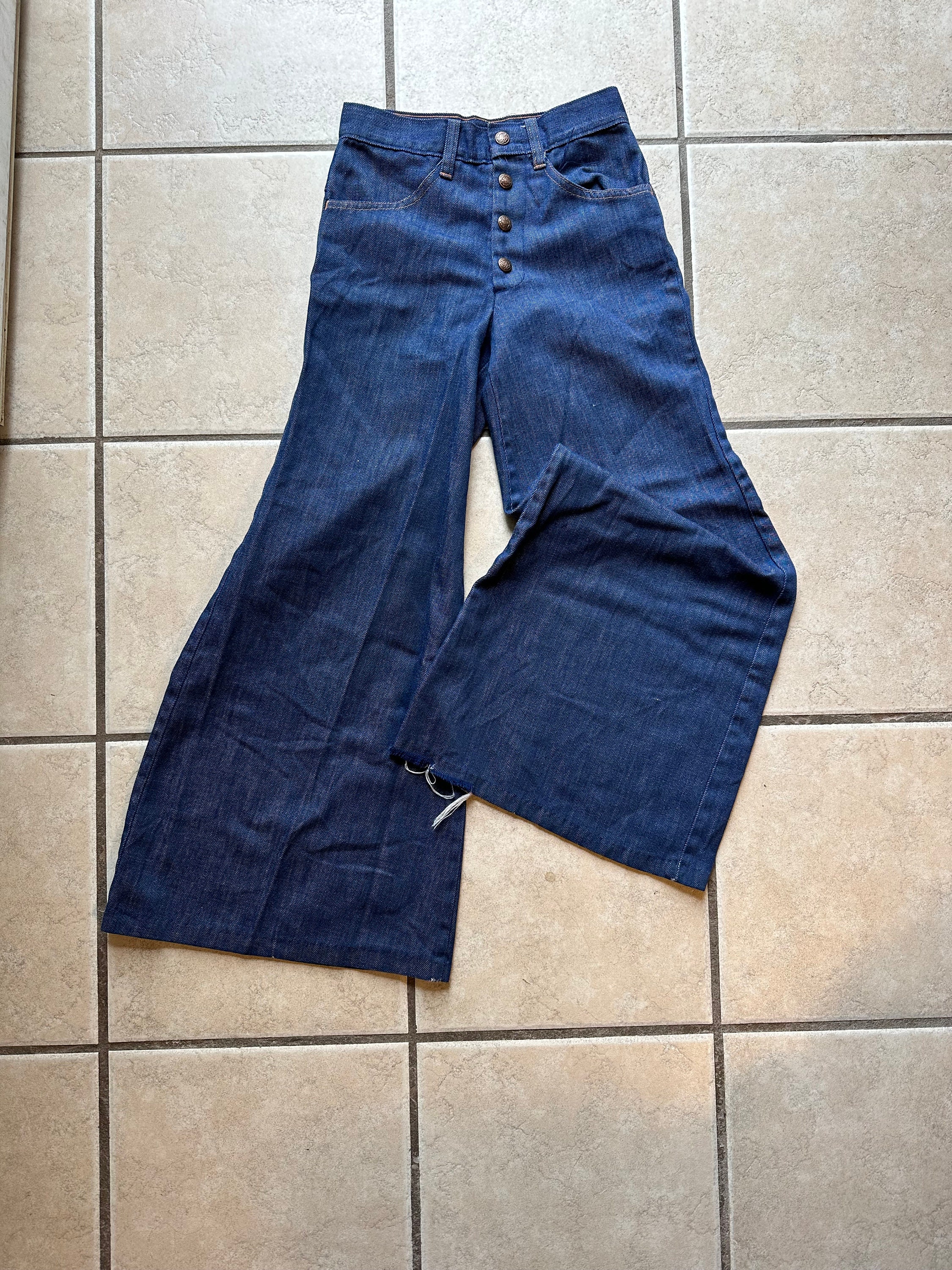 Vintage Wide Bell Bottom Snap Front Jeans Size XXS - Etsy